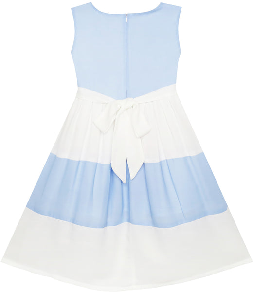 Girls Dress Pleated Collar Color Block Chiffon – Sunny Fashion